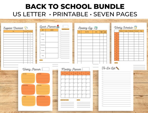 Back to School Bundle Printable School Organization - Etsy