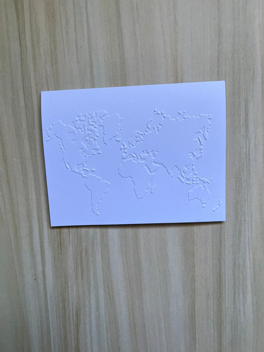 World Map Cards, Embossed World Map Notecards, Set of 2 or 4, Simple ...