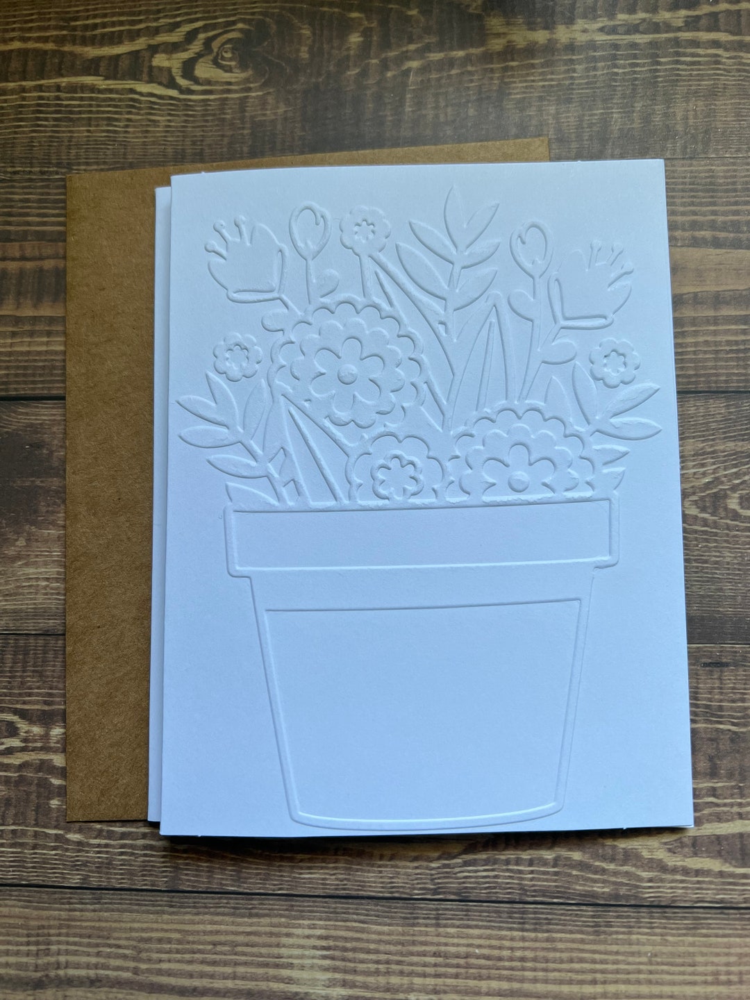 Flower Pot Cards, Embossed Flowers in Pot Notecard, Everyday Card, All ...