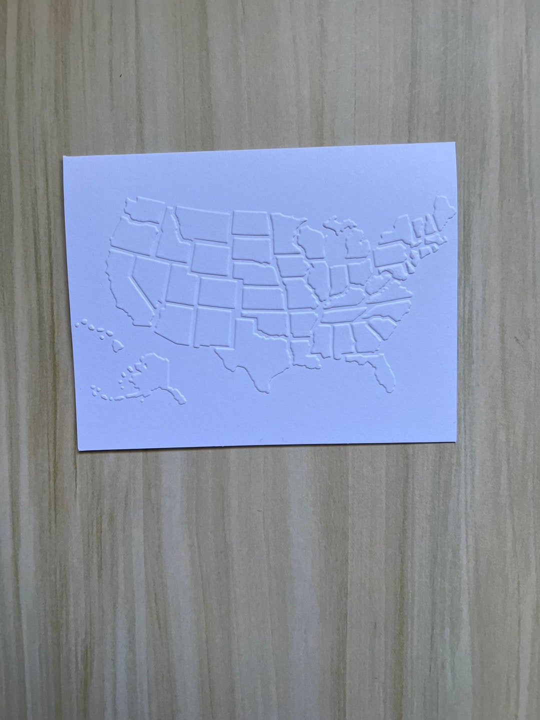 United States Card, United States Map Note, Embossed US Map, Card for ...