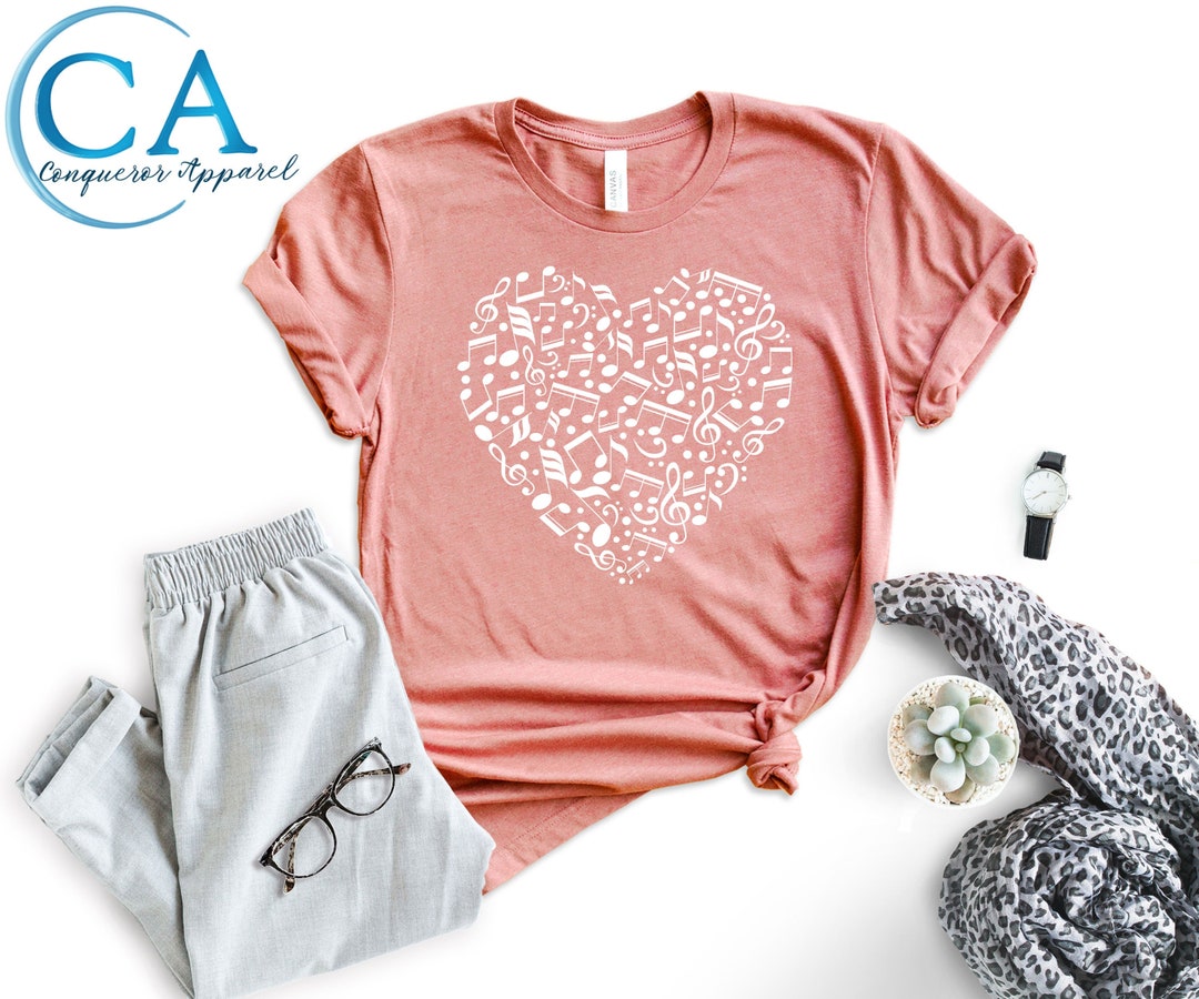 Music Note Heart Love Symbol Shirt, Music Note Shirt, Treble G Clef ...