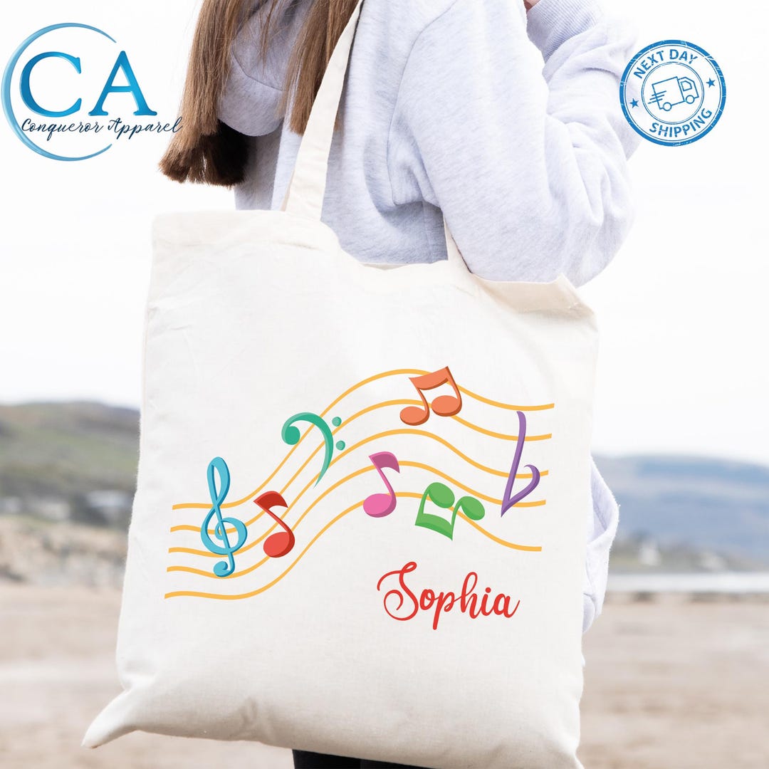 Personalized Music Notes Tote Bag – Musician Gift, Piano Teacher Bag - Etsy