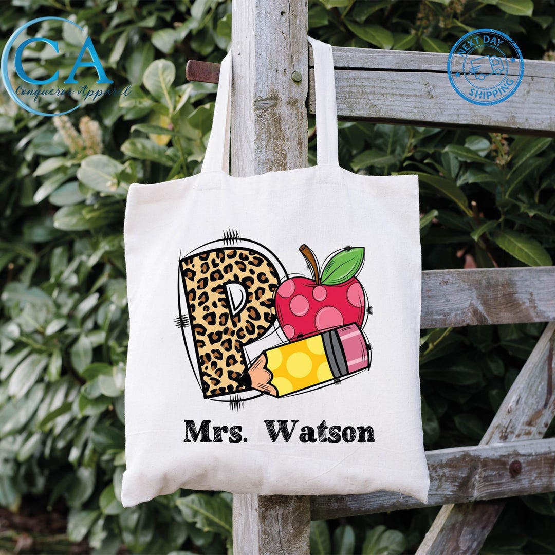Personalized Name Tote Bag, Custom Shopper Tote, Teacher Gift - Etsy