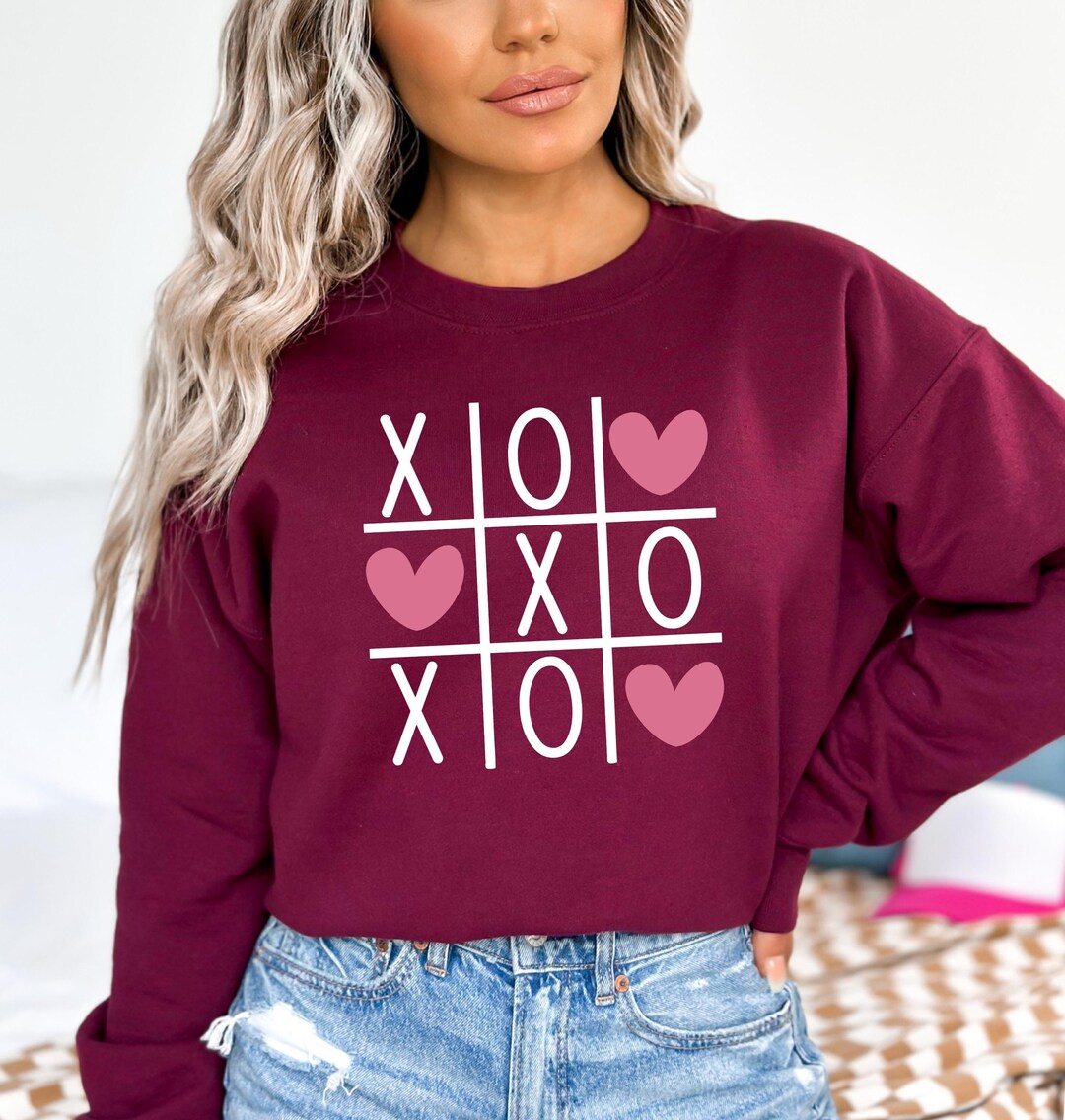 XOXO Long Sleeve Shirt, Tic Tac Toe Heart Valentines Shirt, Valentine's ...