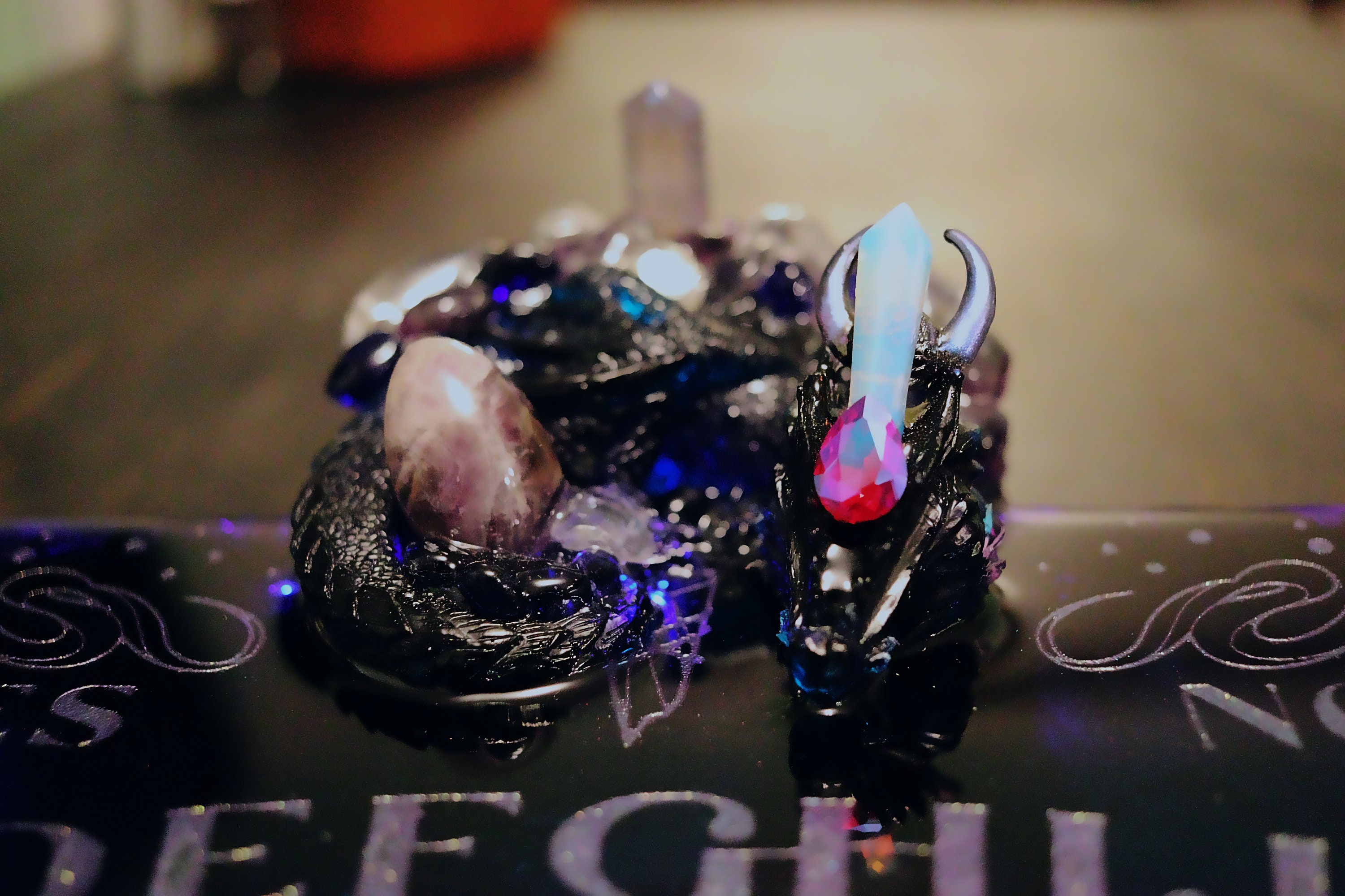 Ouija Board Dragon and Crystal Theme blue, Purple, and Black With LED ...
