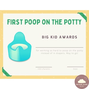 Potty Training Certificate | Big Kid Award Gift | Instant Download ...