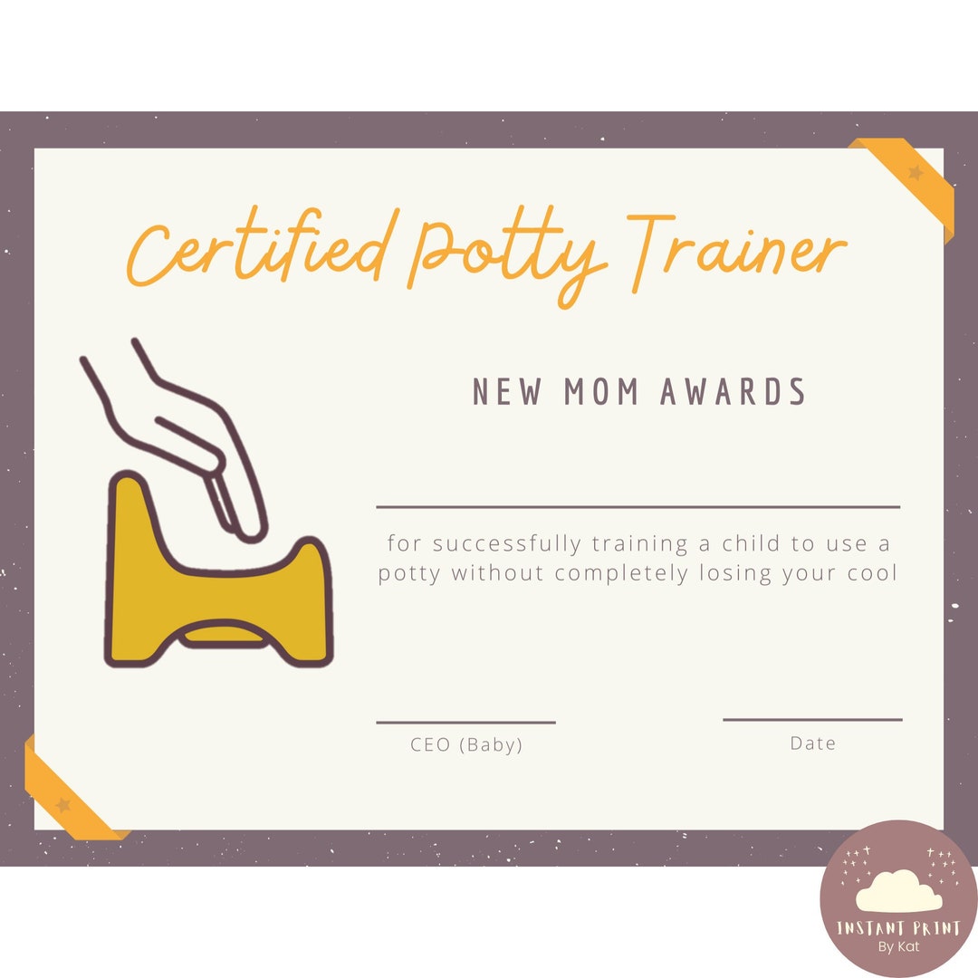Potty Training Award | Certified Potty Trainer | Instant Download ...