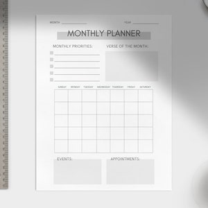 Monthly Blank Planner Page, Simple Monthly Schedule Calendar, Monthly ...