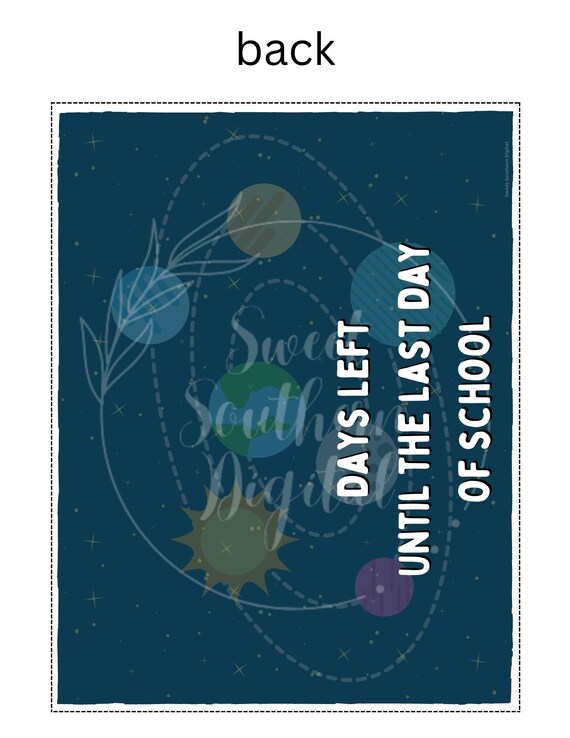 Countdown Calendar Last Day of School Countdown Space Themed - Etsy