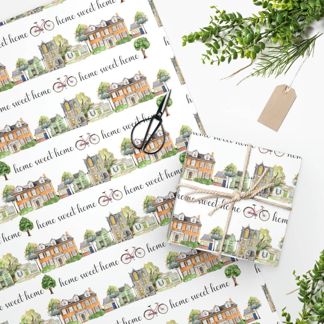 Home Sweet Home Wrapping Paper, House Warming Gift Wrap, House Warming ...