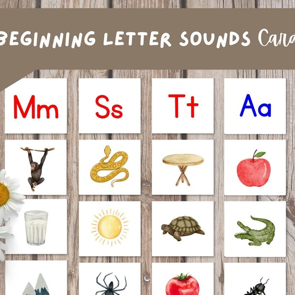 Printable Beginning Letter Sounds Cards Montessori Letters Preschool ...
