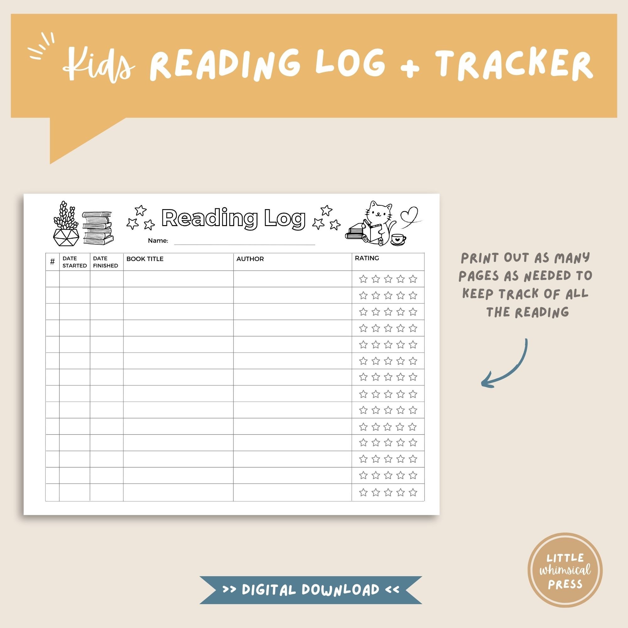 Printable Kids Reading Log and Reading Tracker | Summer Reading ...