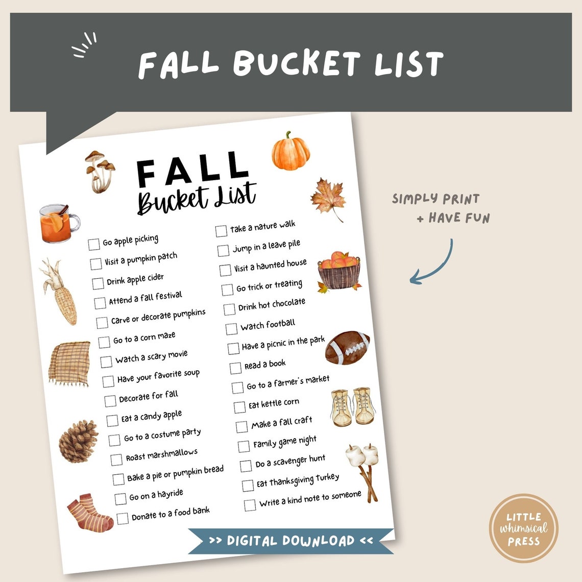 Printable Fall Bucket List for Families | Fall and Halloween Family ...