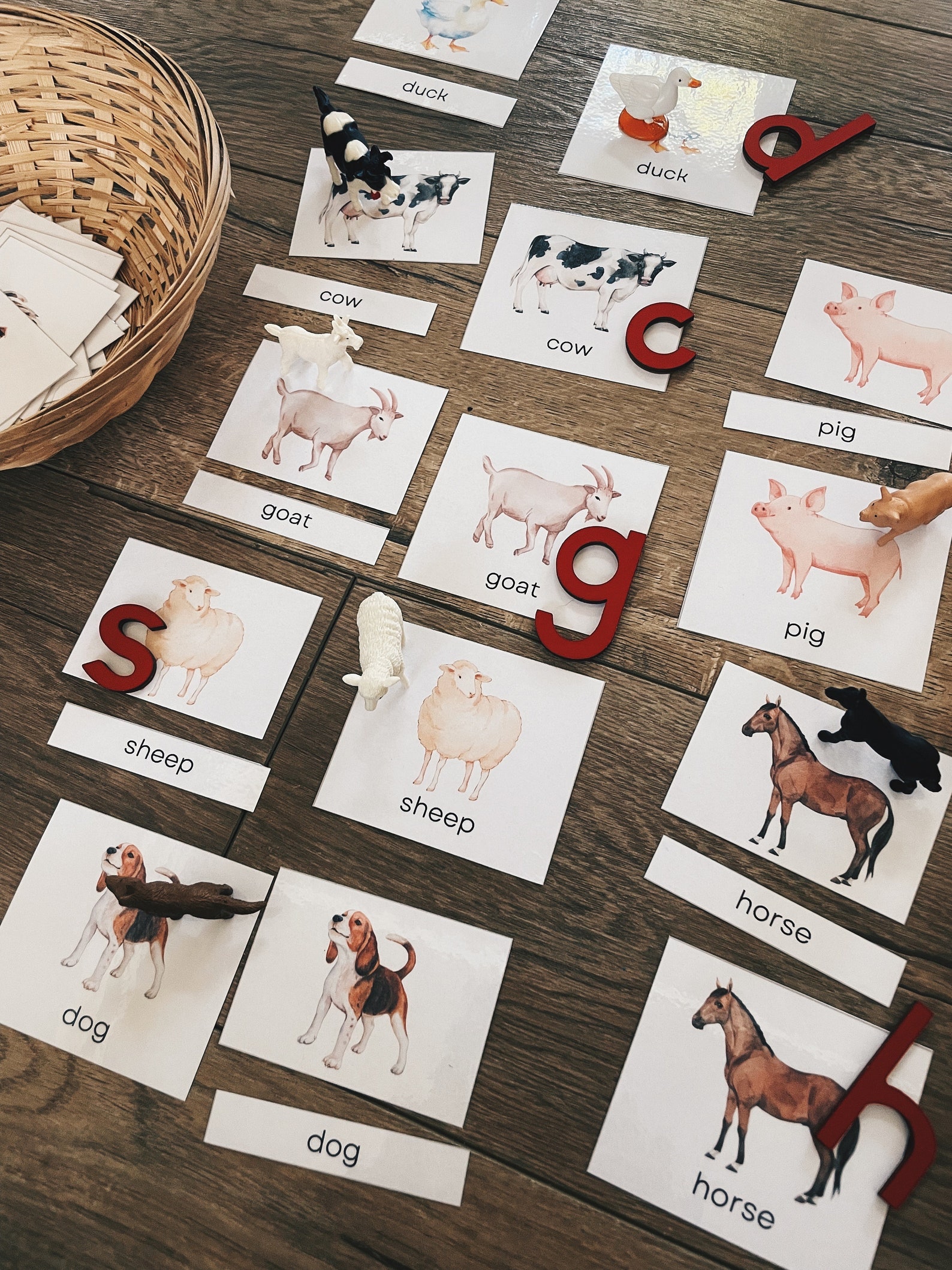 Montessori Farm Animals 3 Part Cards | Vocabulary Animal Flash Cards ...
