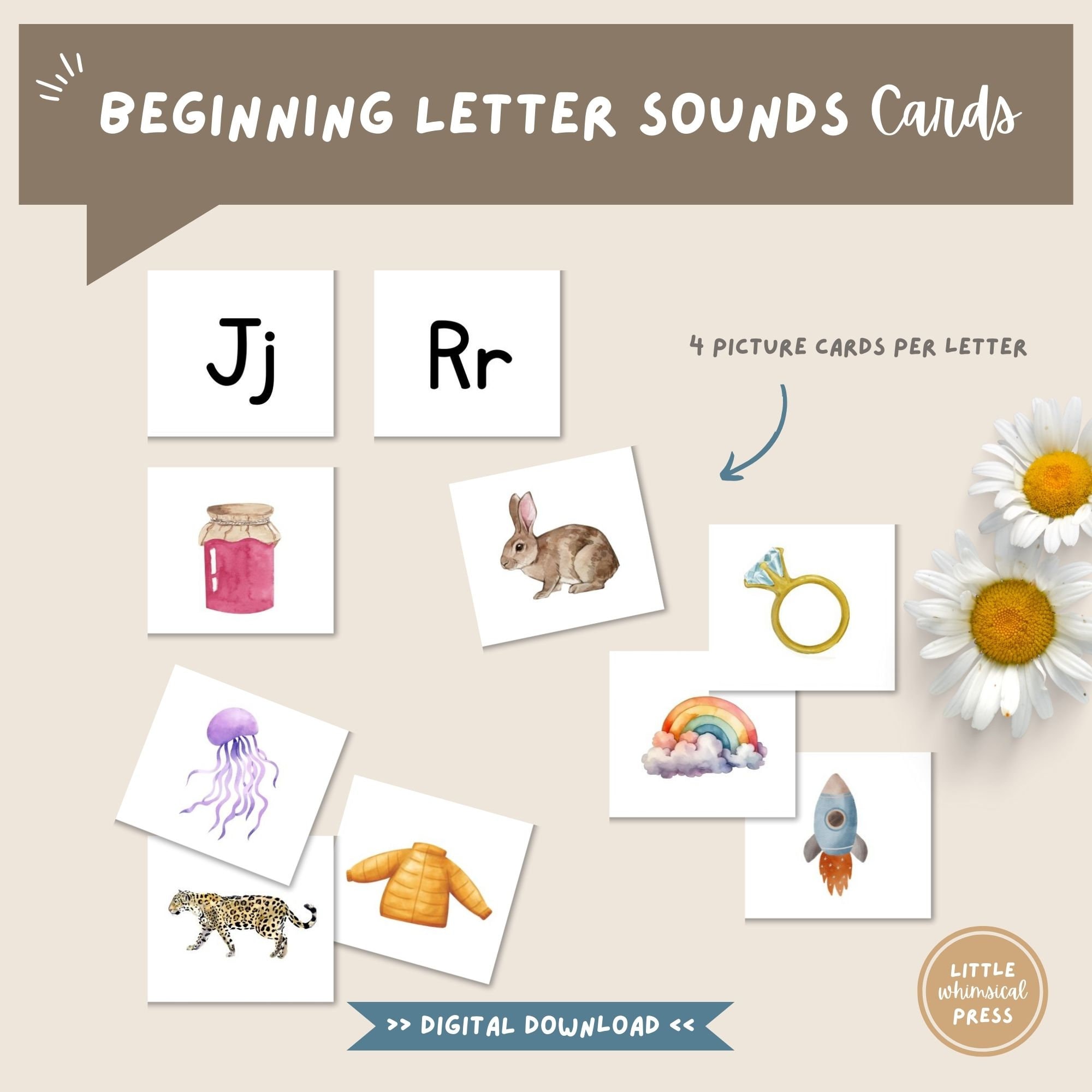 Printable Beginning Letter Sounds Cards | Montessori Letters Preschool ...
