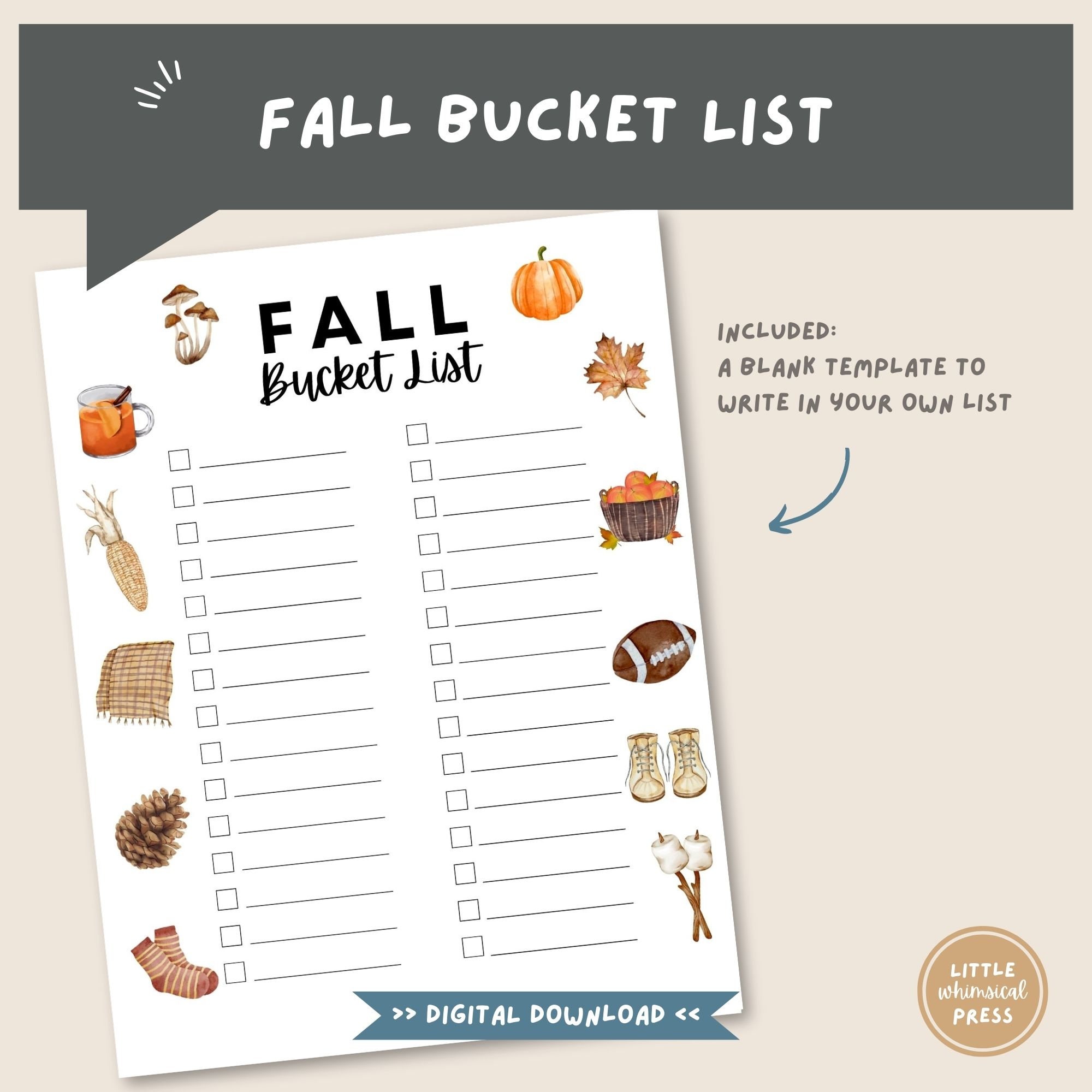 Printable Fall Bucket List for Families | Fall and Halloween Family ...