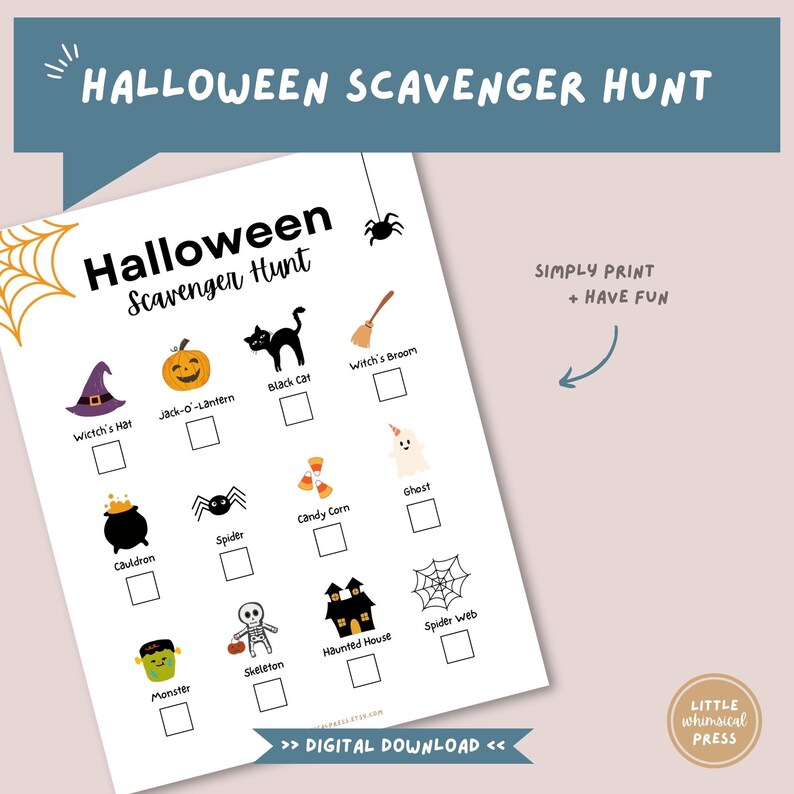 Printable Halloween Scavenger Hunt for Kids | Halloween Treasure Hunt ...