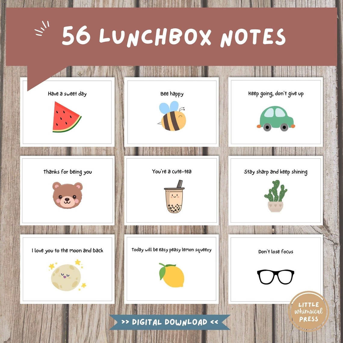 Printable Cute Lunch Box Notes for Kids | Positive Motivational ...
