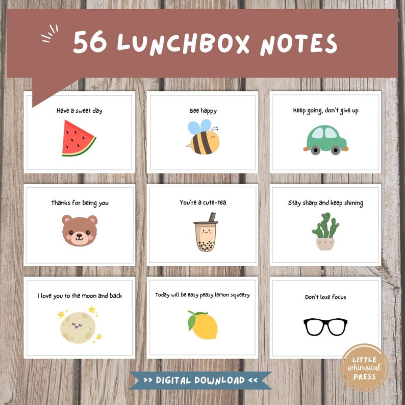 Printable Cute Lunch Box Notes for Kids | Positive Motivational ...
