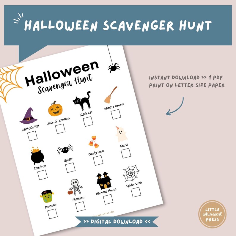 Printable Halloween Scavenger Hunt for Kids | Halloween Treasure Hunt ...