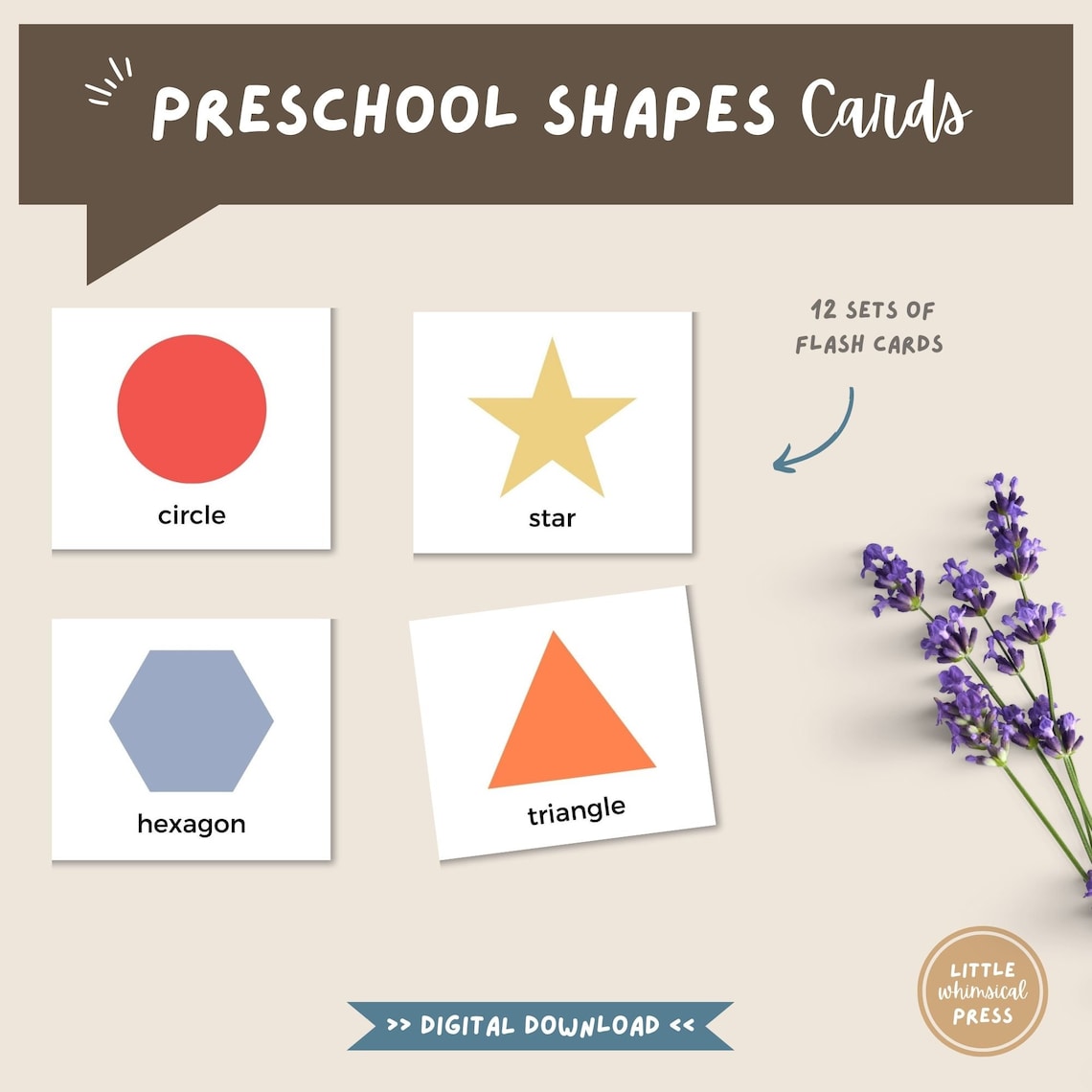 12 Printable Preschool Shapes Flash Cards Toddler Learning - Etsy