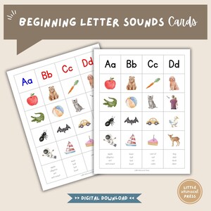 Printable Beginning Letter Sounds Cards | Montessori Letters Preschool ...