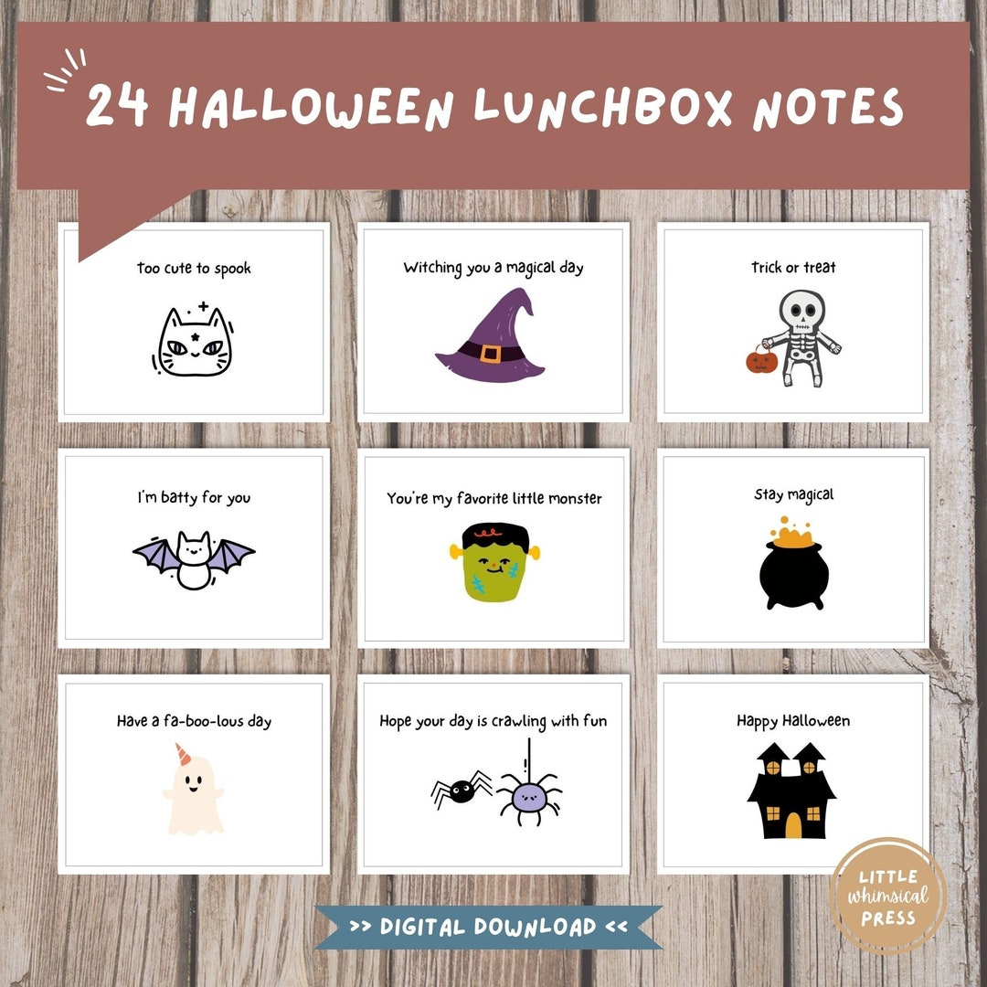Printable Cute Halloween Lunch Box Notes Printable for Kids | Halloween ...