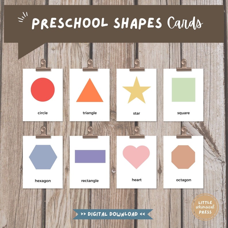 12 Printable Preschool Shapes Flash Cards | Toddler Learning Shapes ...