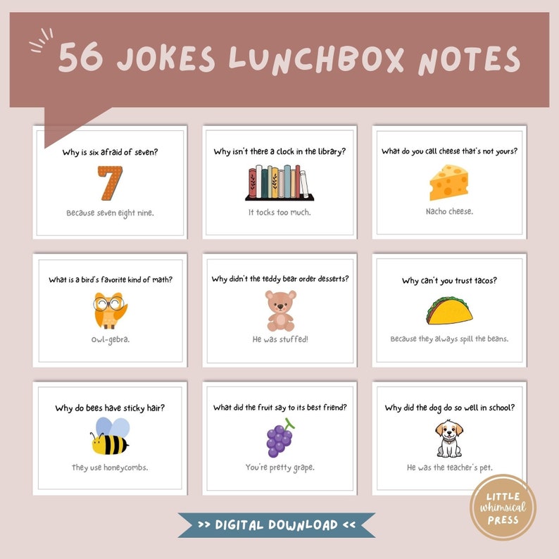 Printable Funny Lunch Box Notes for Kids | Jokes and Riddles for Kids ...
