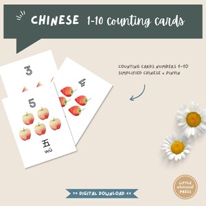 Number Cards Counting 1-10 Simplified Chinese & Pinyin Printable ...
