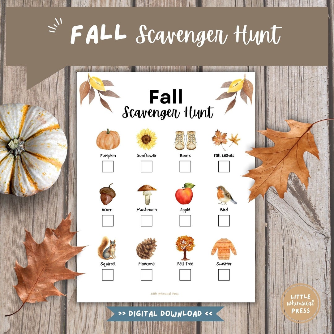 Kids Fall Scavenger Hunt Printable | Thanksgiving Fun Games for Kids ...