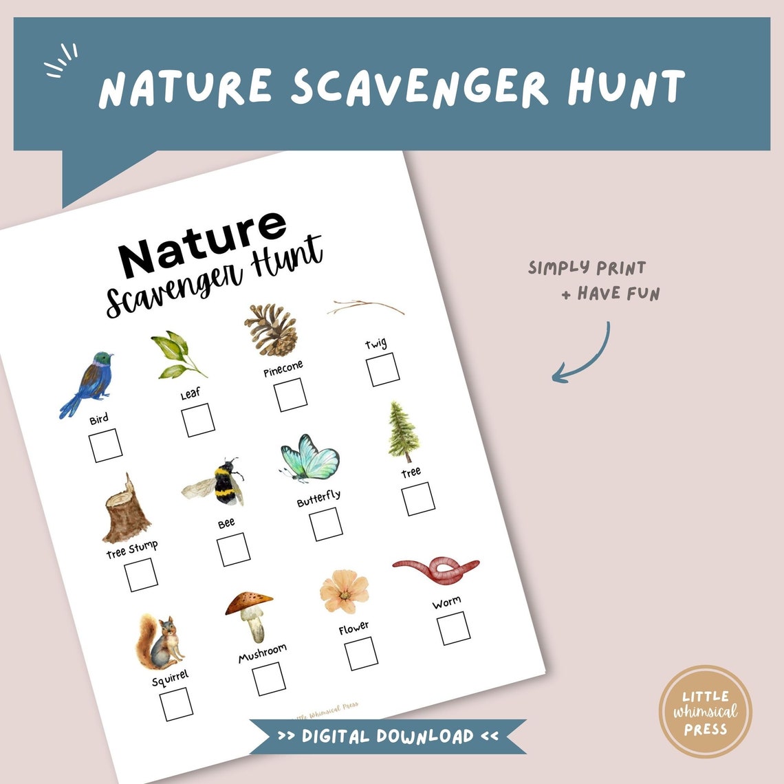 Printable Nature Kids Scavenger Hunt | Nature Study Fall Treasure Hunt ...