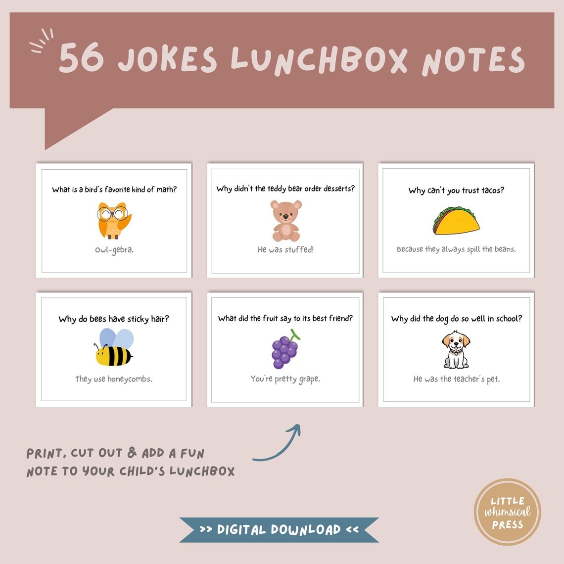 Printable Funny Lunch Box Notes for Kids | Jokes and Riddles for Kids ...
