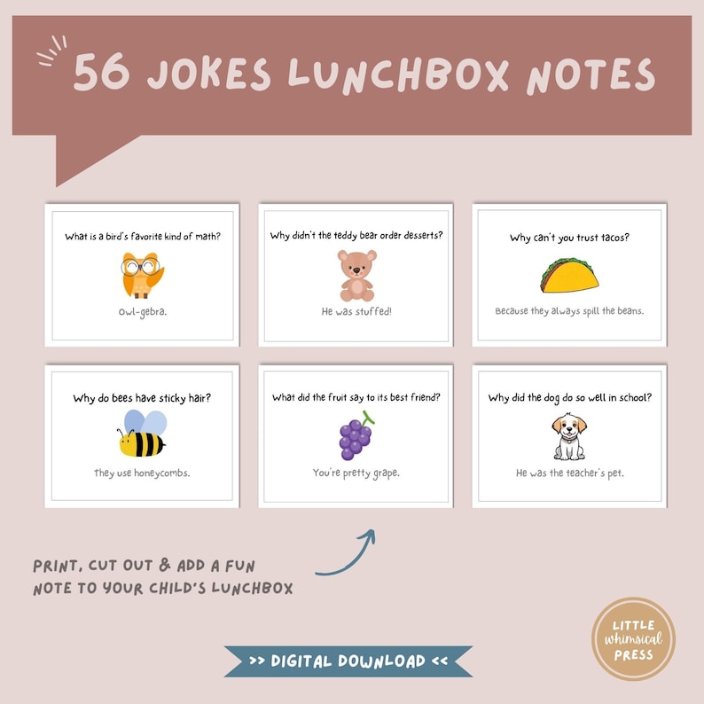 Printable Funny Lunch Box Notes for Kids | Jokes and Riddles for Kids ...