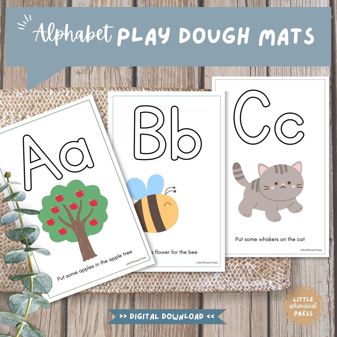 Alphabet Play Dough Mats Printable ABC Playdough Activity Mat Toddler ...
