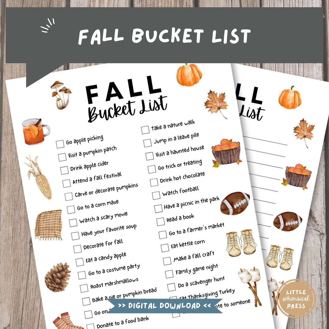 Printable Fall Bucket List for Families | Fall and Halloween Family ...