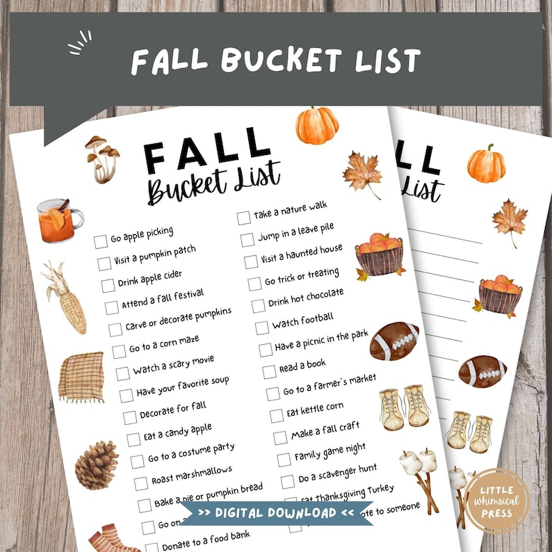 Printable Fall Bucket List for Families | Fall and Halloween Family ...