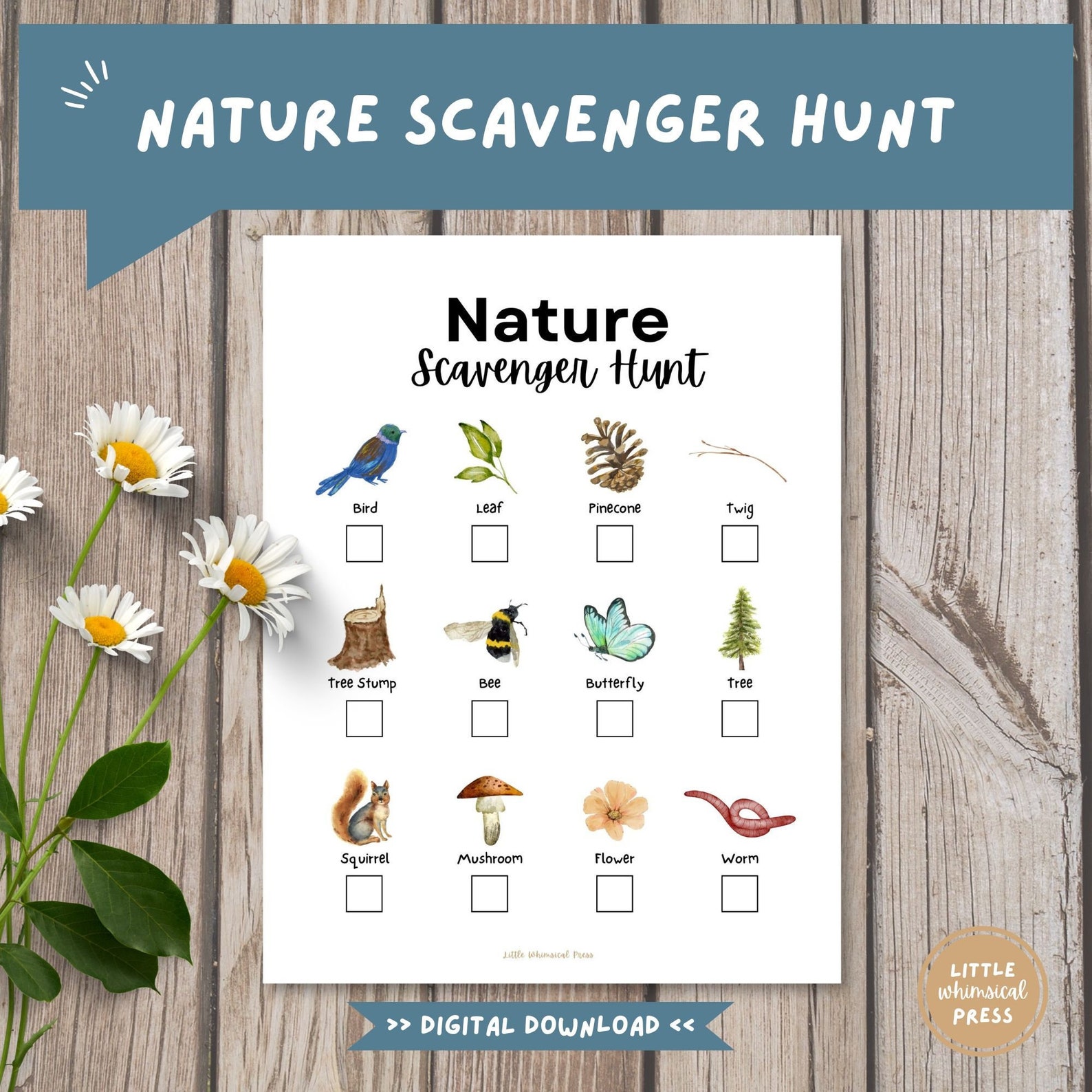 Printable Nature Kids Scavenger Hunt Nature Study Fall Treasure Hunt ...