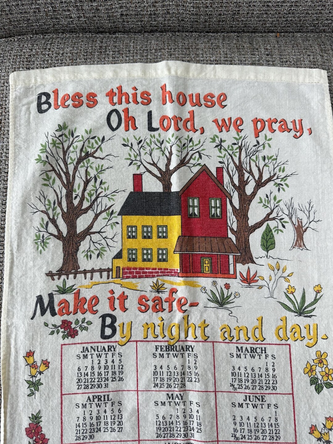 Vintage Cloth Calendar, Vintage Towel, 1994, 2004, 1985, 2001, Vintage ...