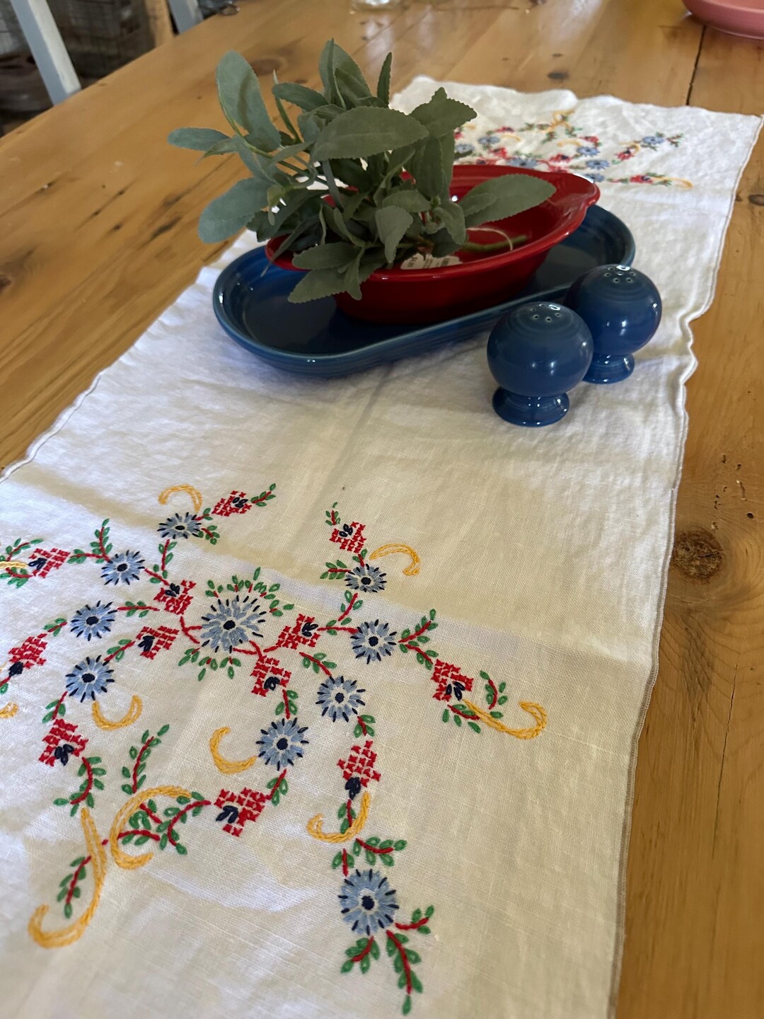 Embroidered Table Runner - Etsy