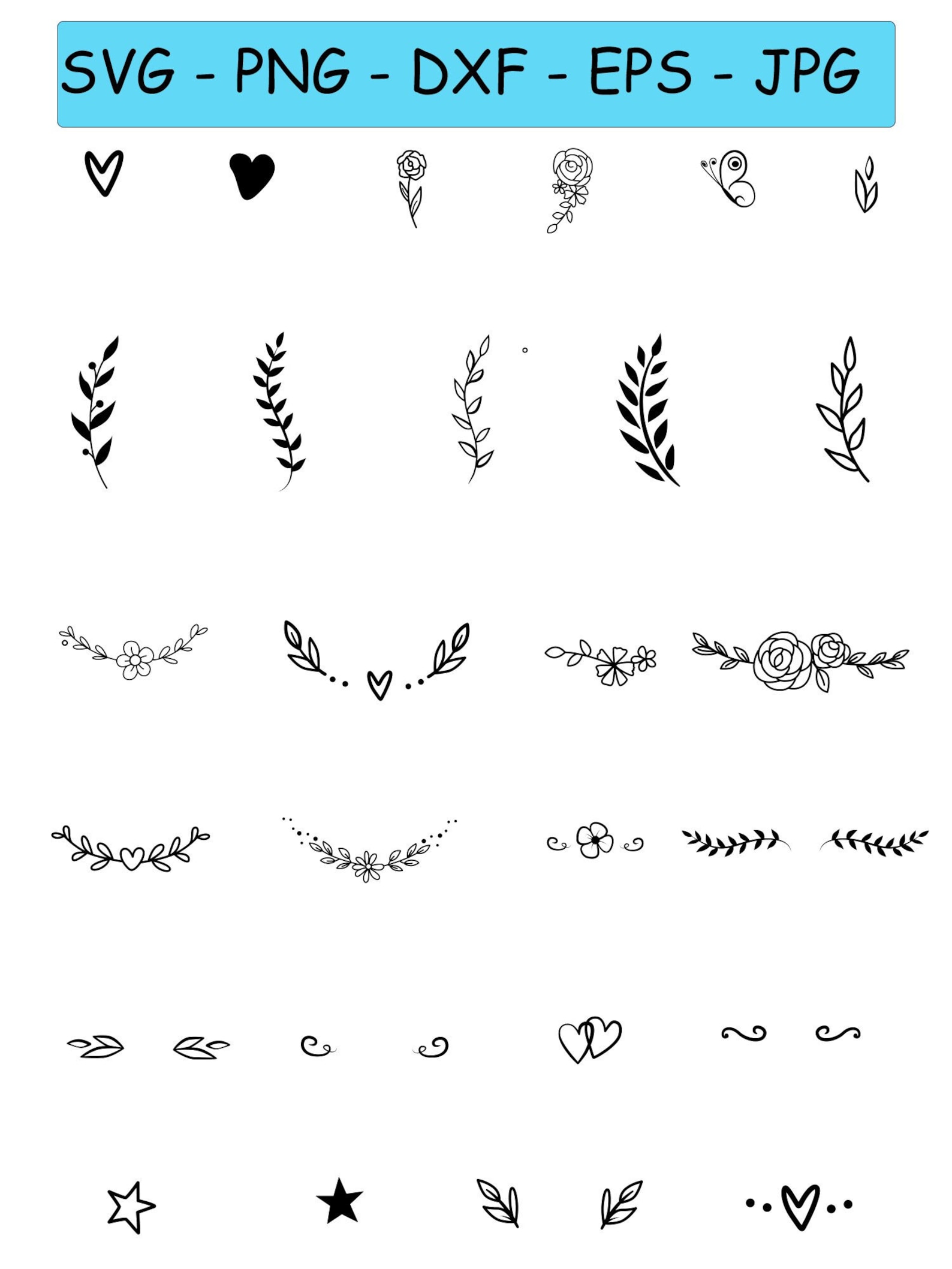 Branches SVG / Leaves SVG / Flowers Svg. Vector / Hand Drawn SVG ...