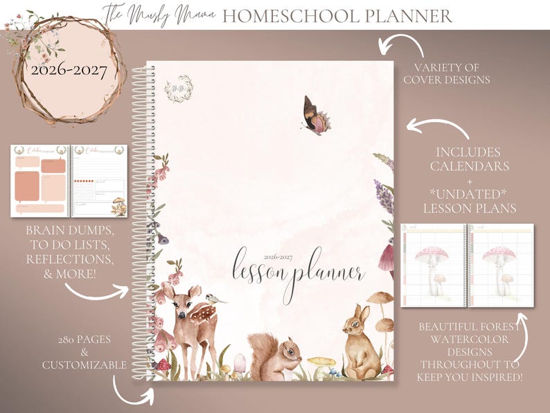 Homeschool Planner, 2026-2027 Lesson Planner, Spiral Bound, 7 Row ...