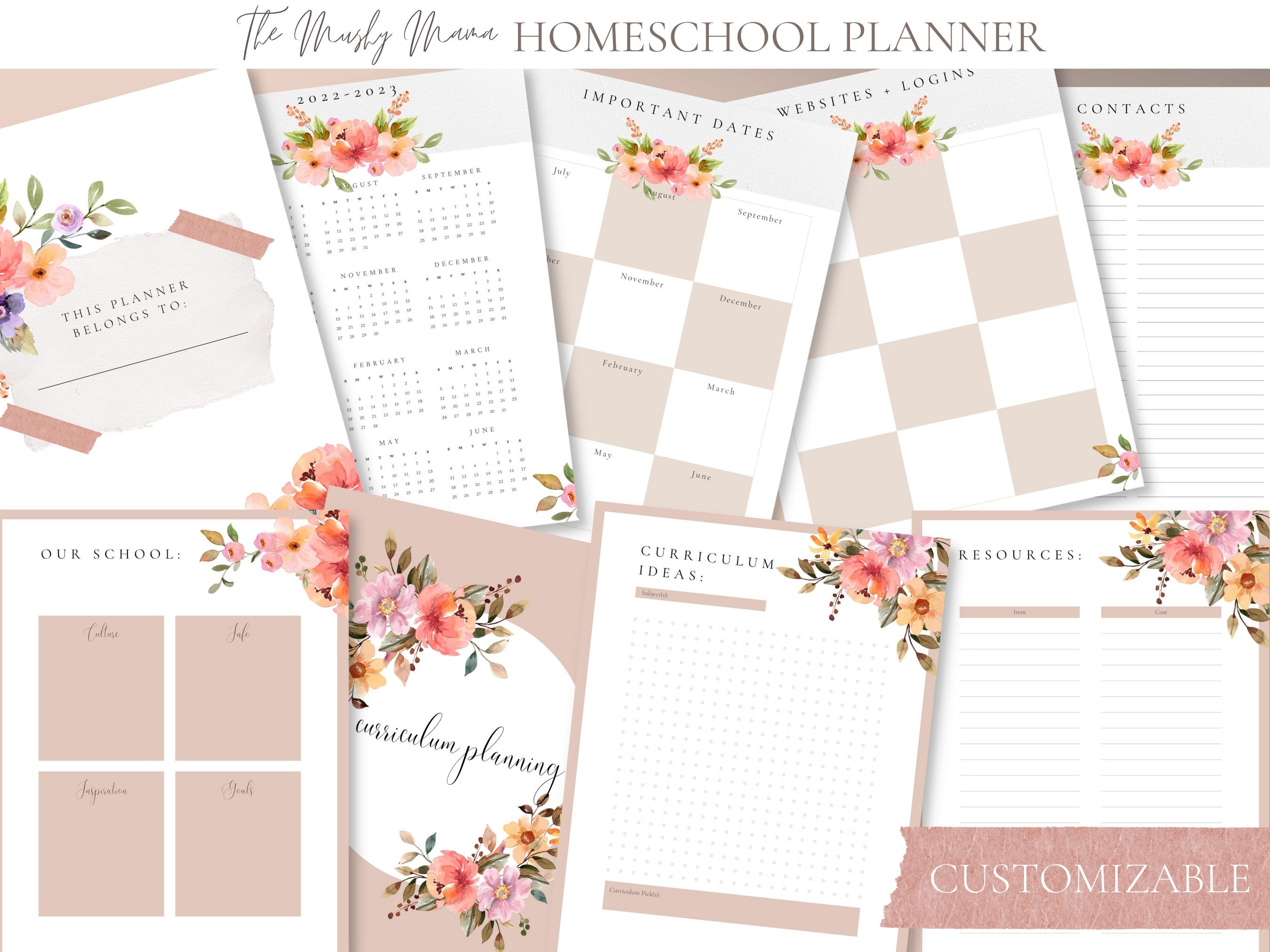 Homeschool Planner, Printable DIGITAL DOWNLOAD, 2024-2025 Lesson ...