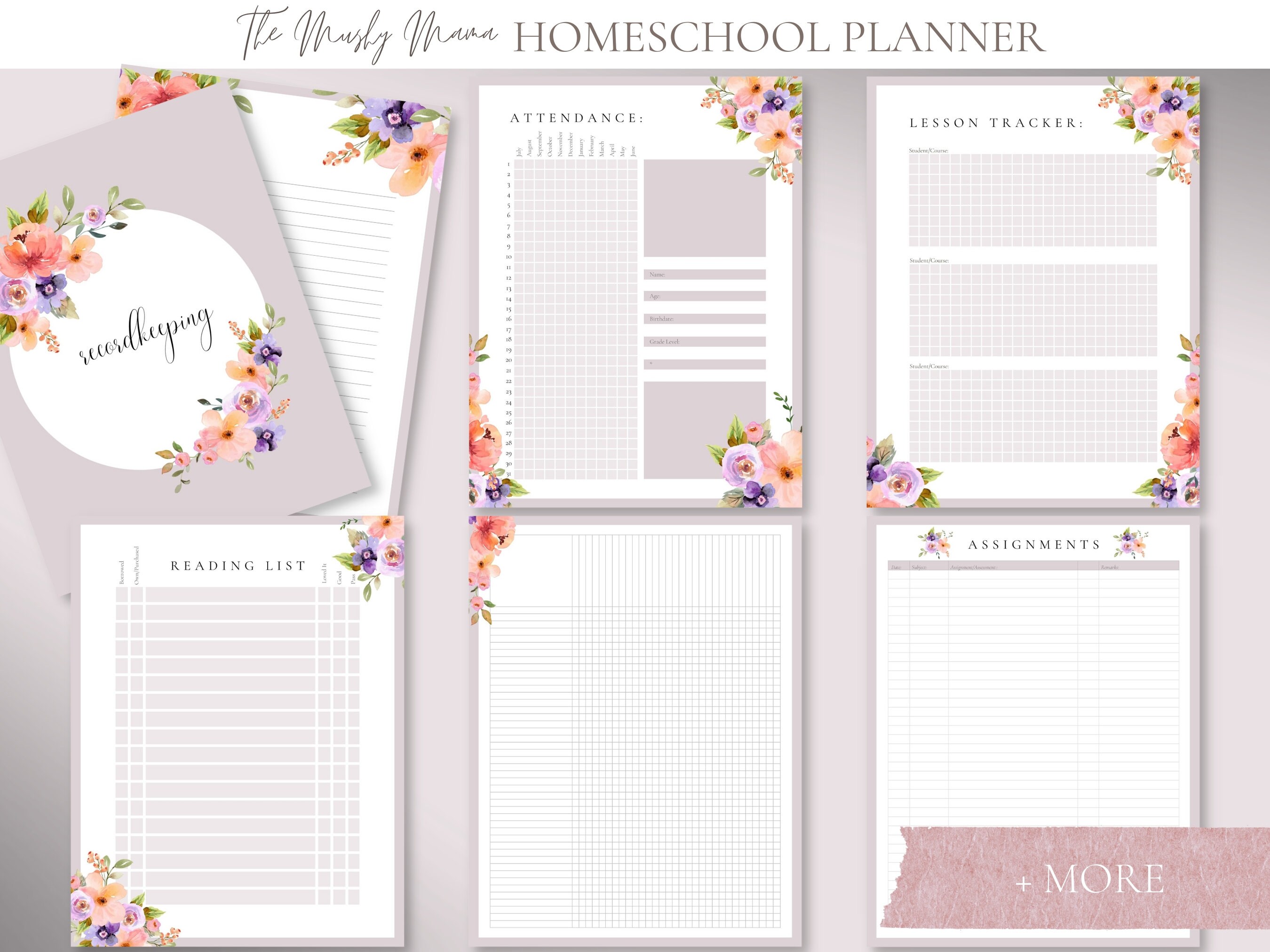 Homeschool Planner, Printable DIGITAL DOWNLOAD, 2024-2025 Lesson ...