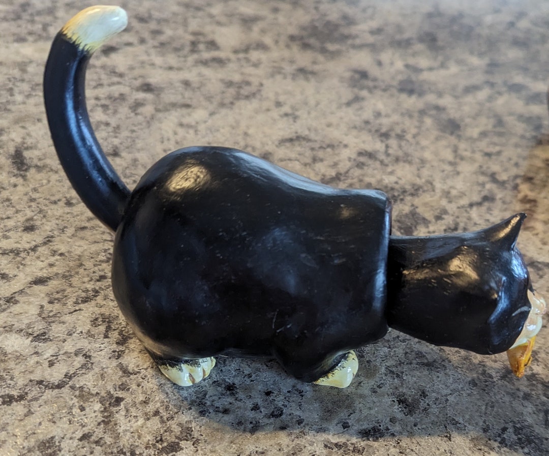 Bobble Head Black Cat With Fish in the Mouth - Etsy