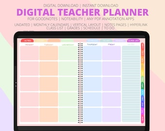 Digital Teacher Planner - Horizontal Layout - Etsy