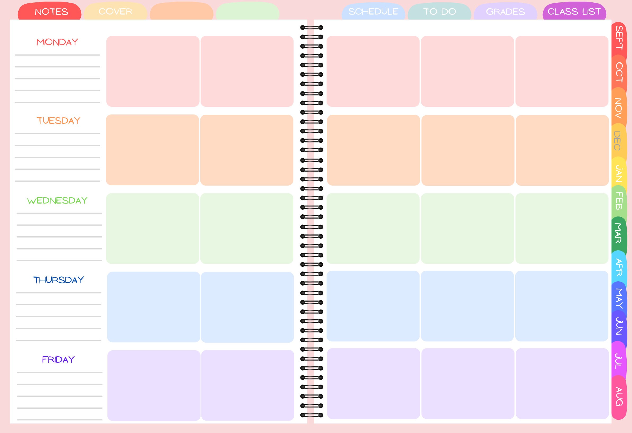 Digital Teacher Planner - Horizontal Layout - Etsy