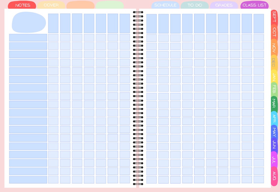 Digital Teacher Planner - Horizontal Layout - Etsy