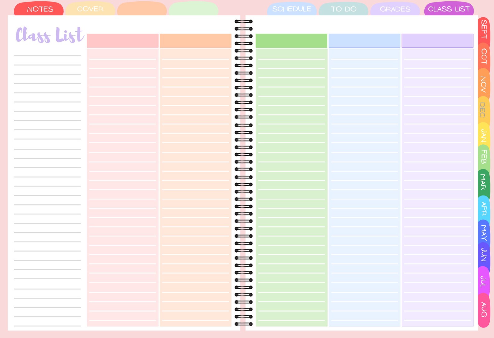 Digital Teacher Planner - Horizontal Layout - Etsy