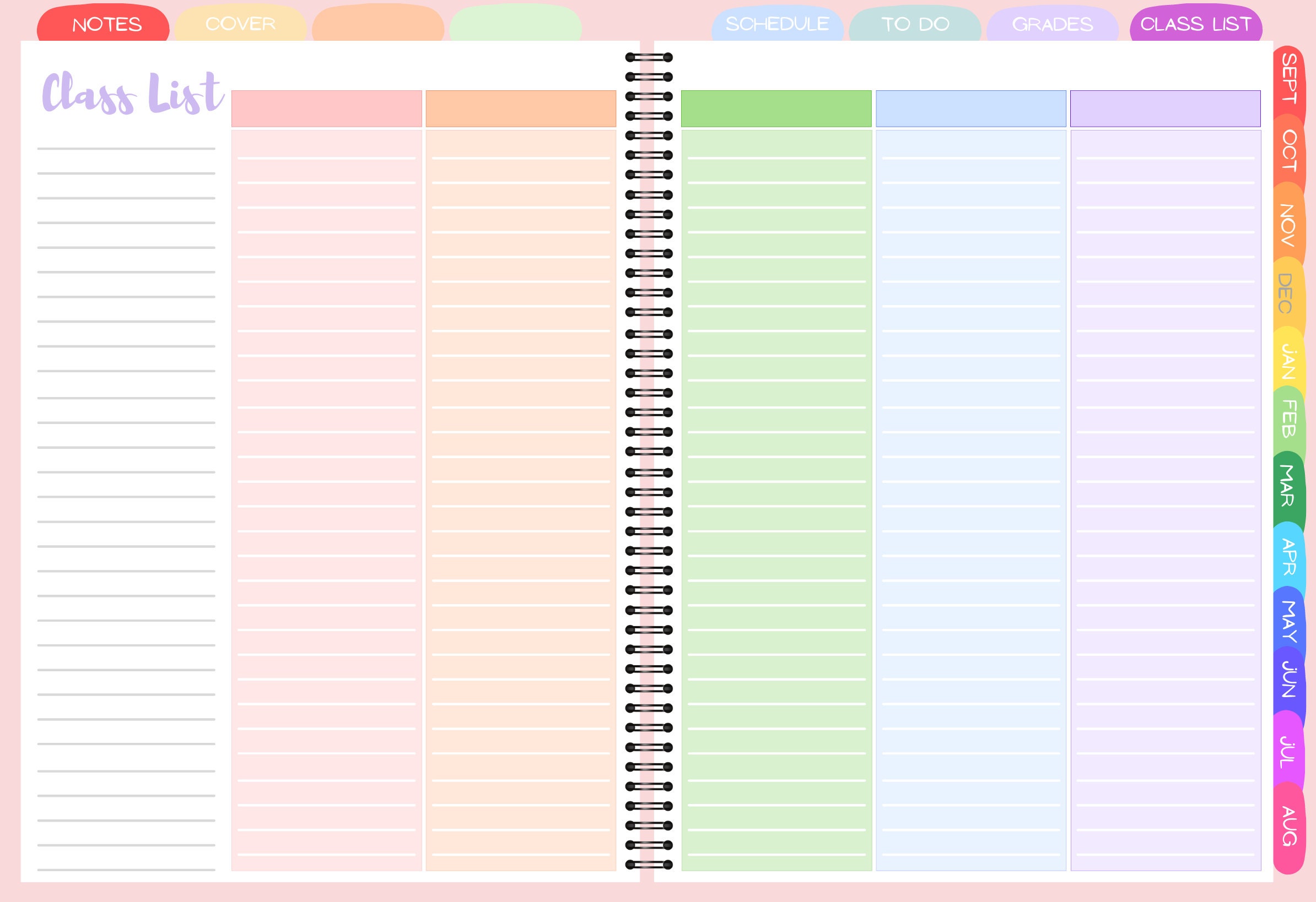 Digital Teacher Planner - Horizontal Layout - Etsy
